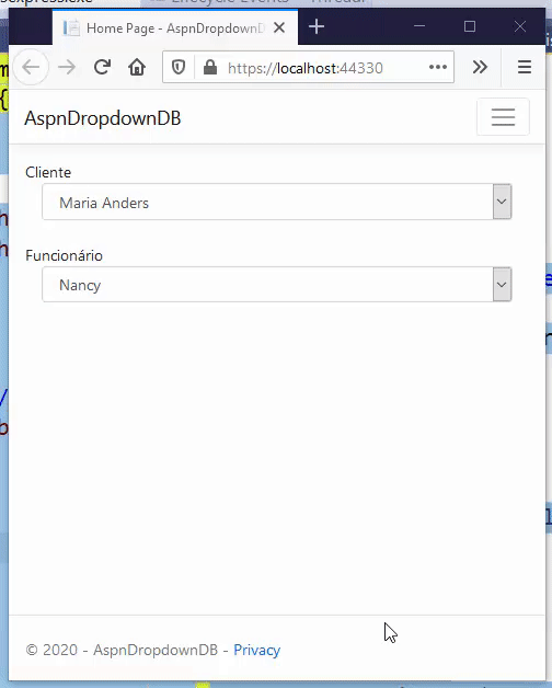 ASP .NET Core - Dropdownlist com Banco de dados