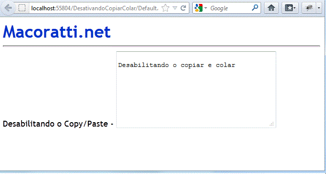 ASP .NET - Desabilitando o Copiar-Colar sem usar JavaScript
