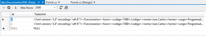 C# - Armazenando XML no SQL Server