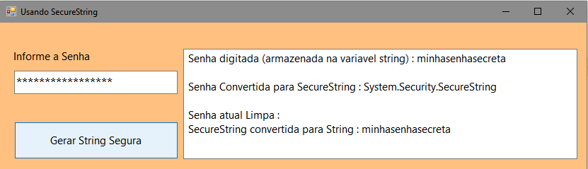 C Usando A Classe Securestring