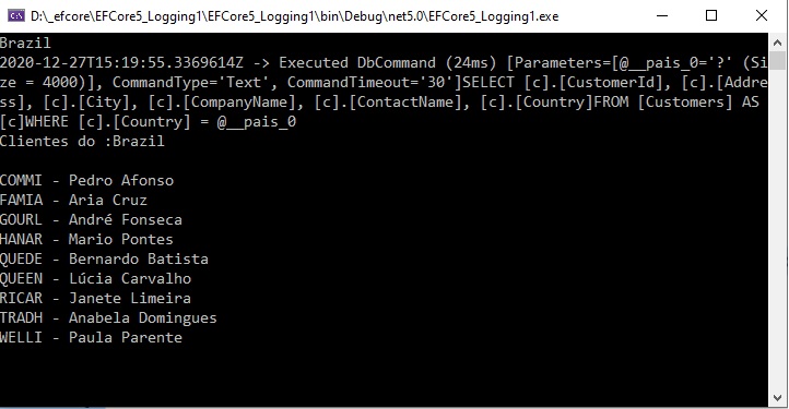 EF Core 5.0 - Simple Loging com LogTo - II