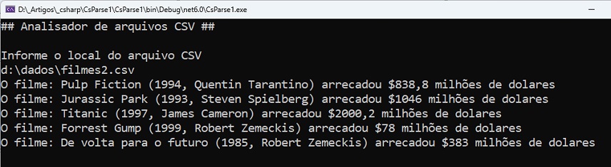 C# - Analisando um arquivo CSV
